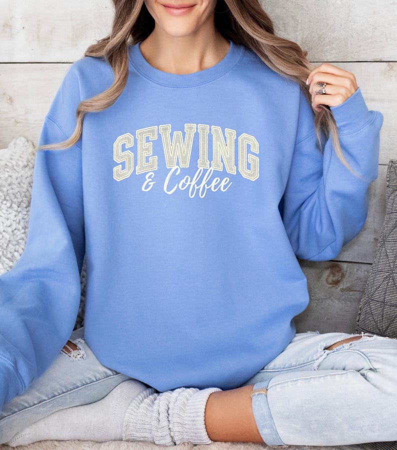 Faux Lace Sewing & Coffee Sweatshirt, Sewing Shirt, Sewing Lover Gift ...