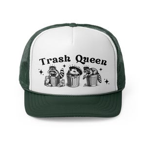 Trash Queen Trucker Hat for Women, Funny Raccoon Design Adjustable Hat ...