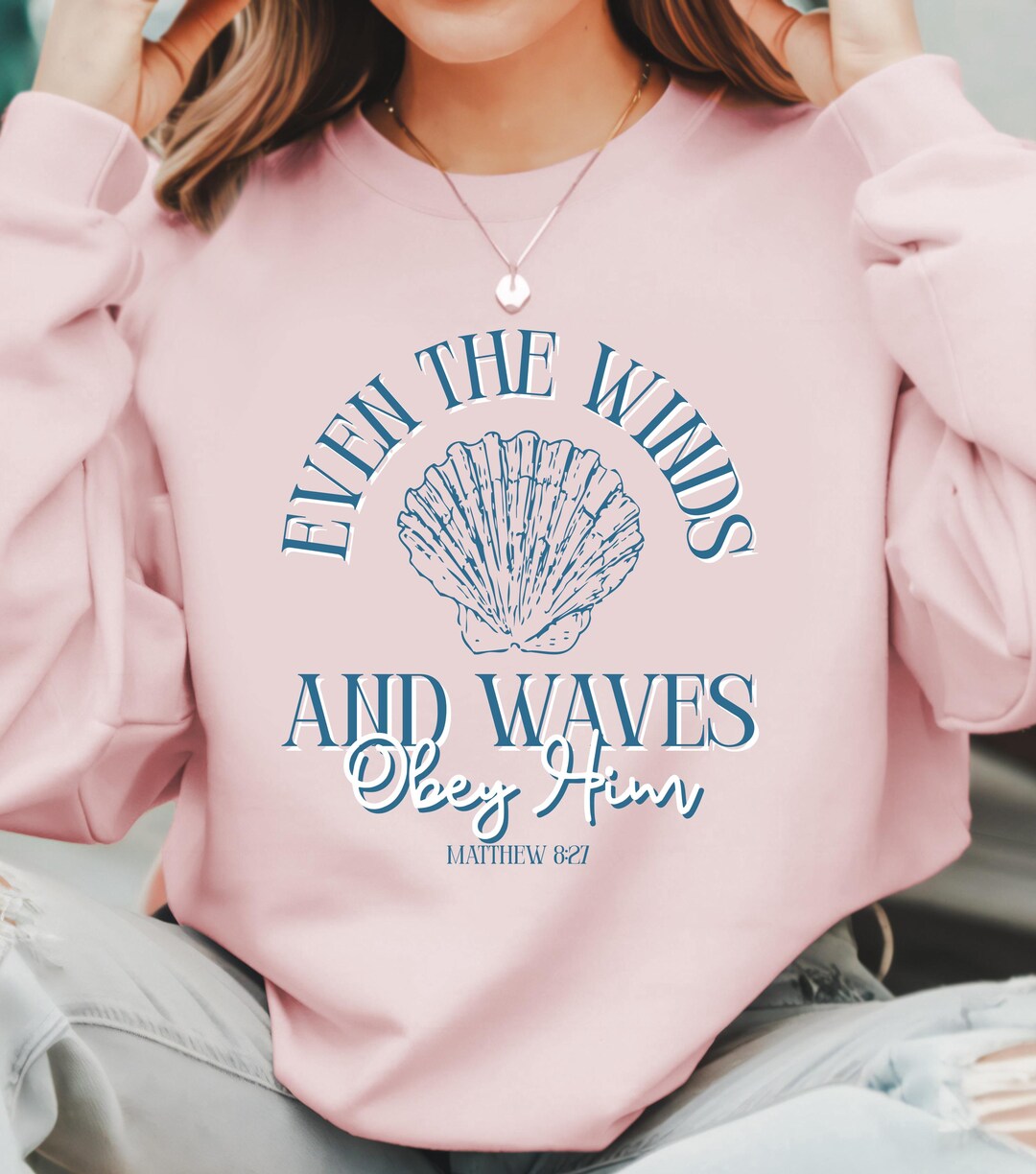 Seashell Bible Verse Sweater | Christian Coastal Aesthetic Sweatshirt ...