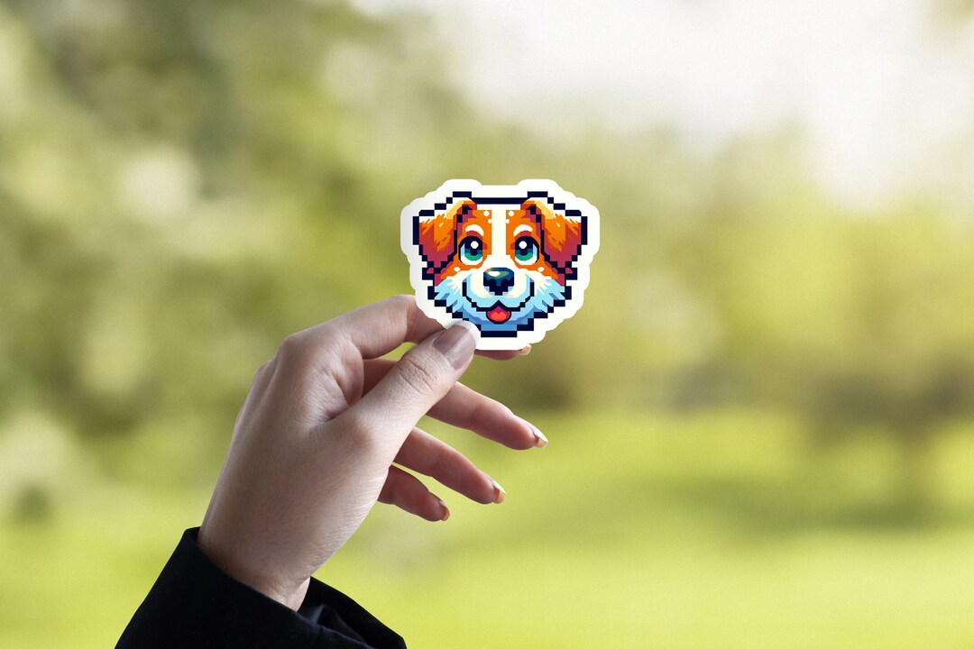 Charming Dog Head Pixel Art Vinyl Stickers Add Playfulness to Any ...