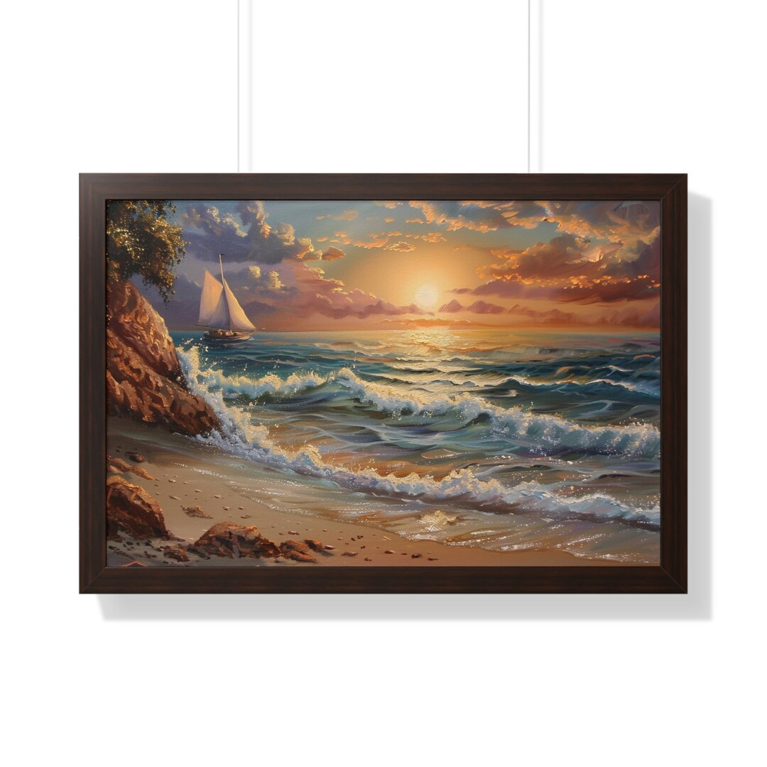 Coastal Whispers Framed Print, High Quality Oil Painting Framed Prints ...