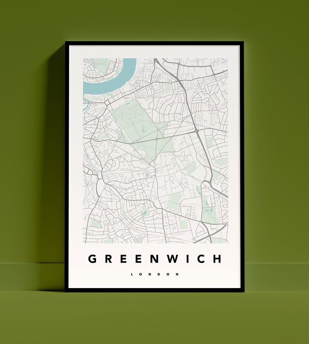 MAP OF GREENWICH, London - Minimalist Map Illustration - Digital Print ...