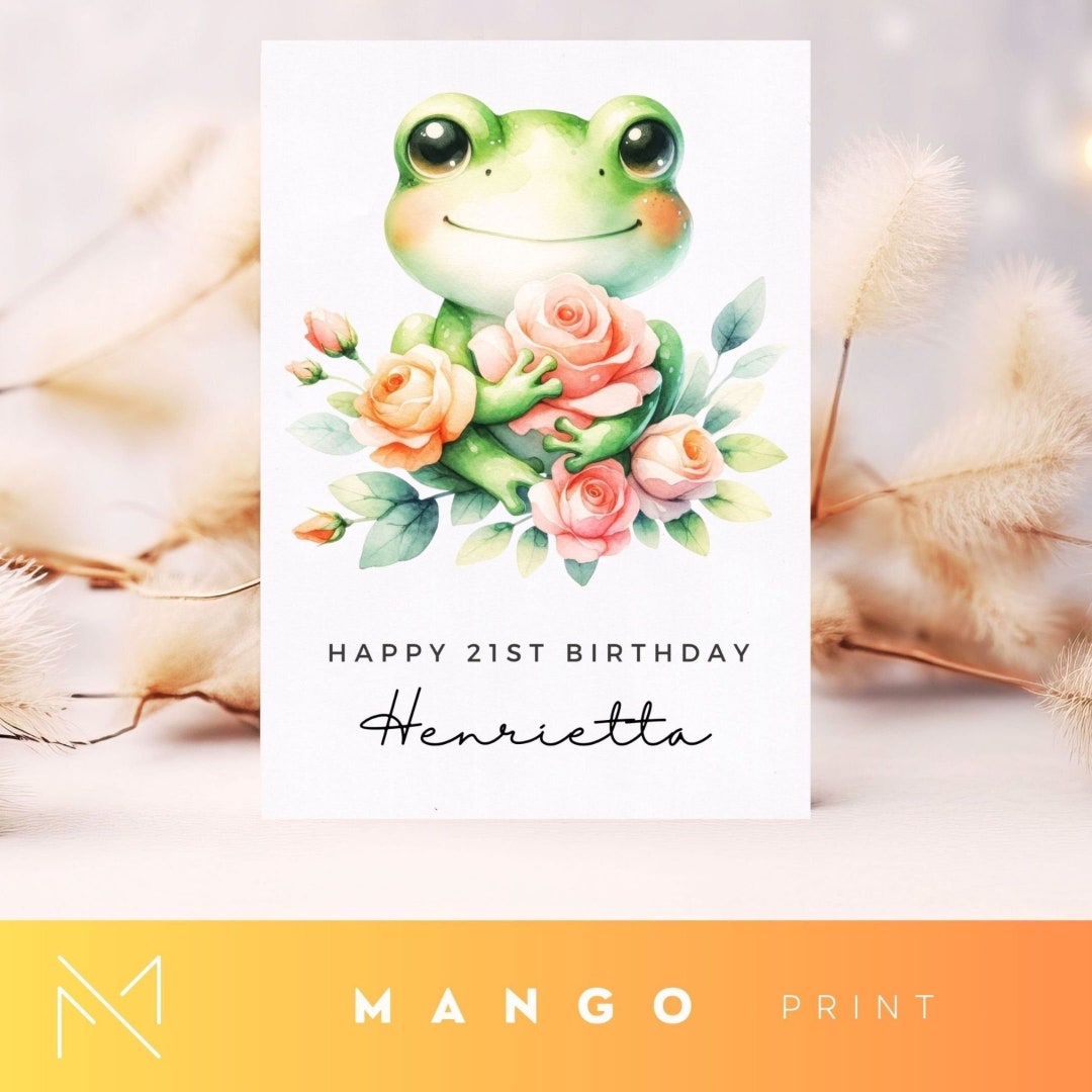 Personalised 21st Frog Birthday Card, Cute Frog Card, Frog Lover Card ...