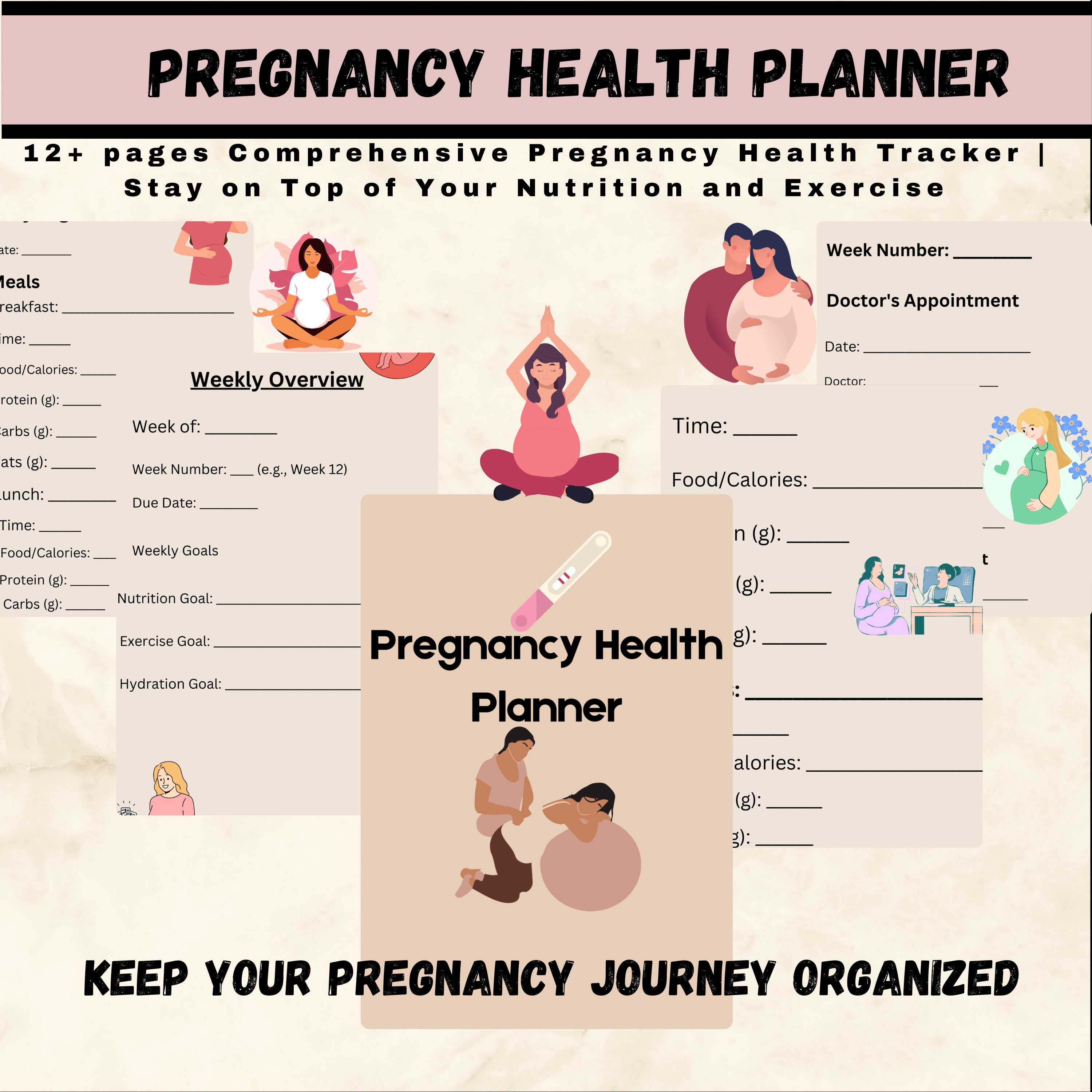 Printable Pregnancy Planner and Journal Pregnancy Preparedness & Health ...