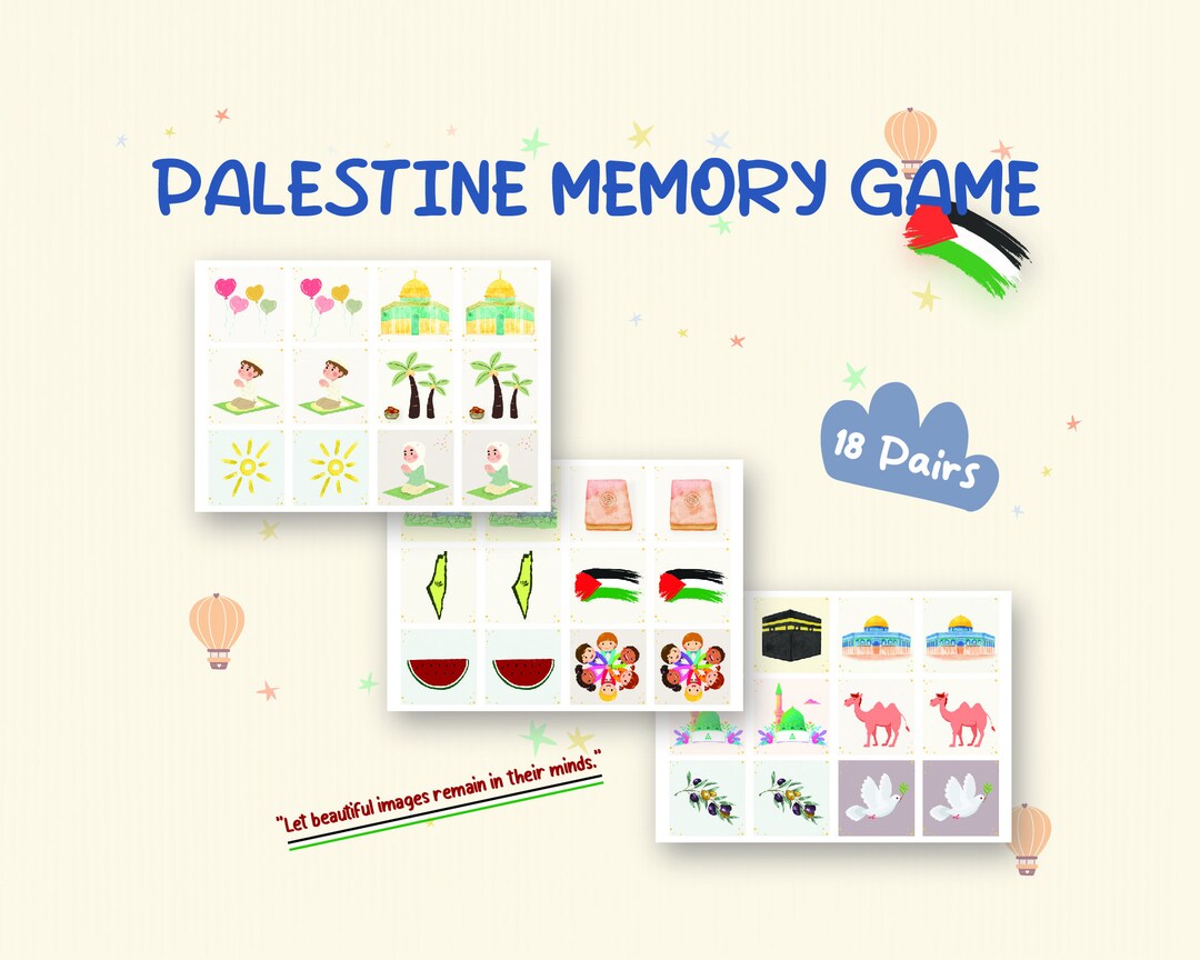 Palestine Memory Game, İslamic Kids Flashcard, Memory Matching ...