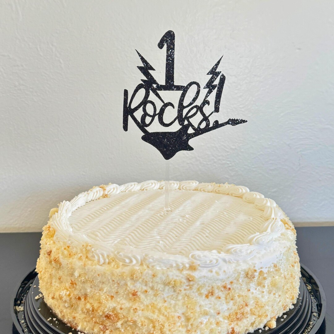 One Rocks Cake Topper, Guitar Cake Topper, 1 Cake Topper, Rock N Roll ...