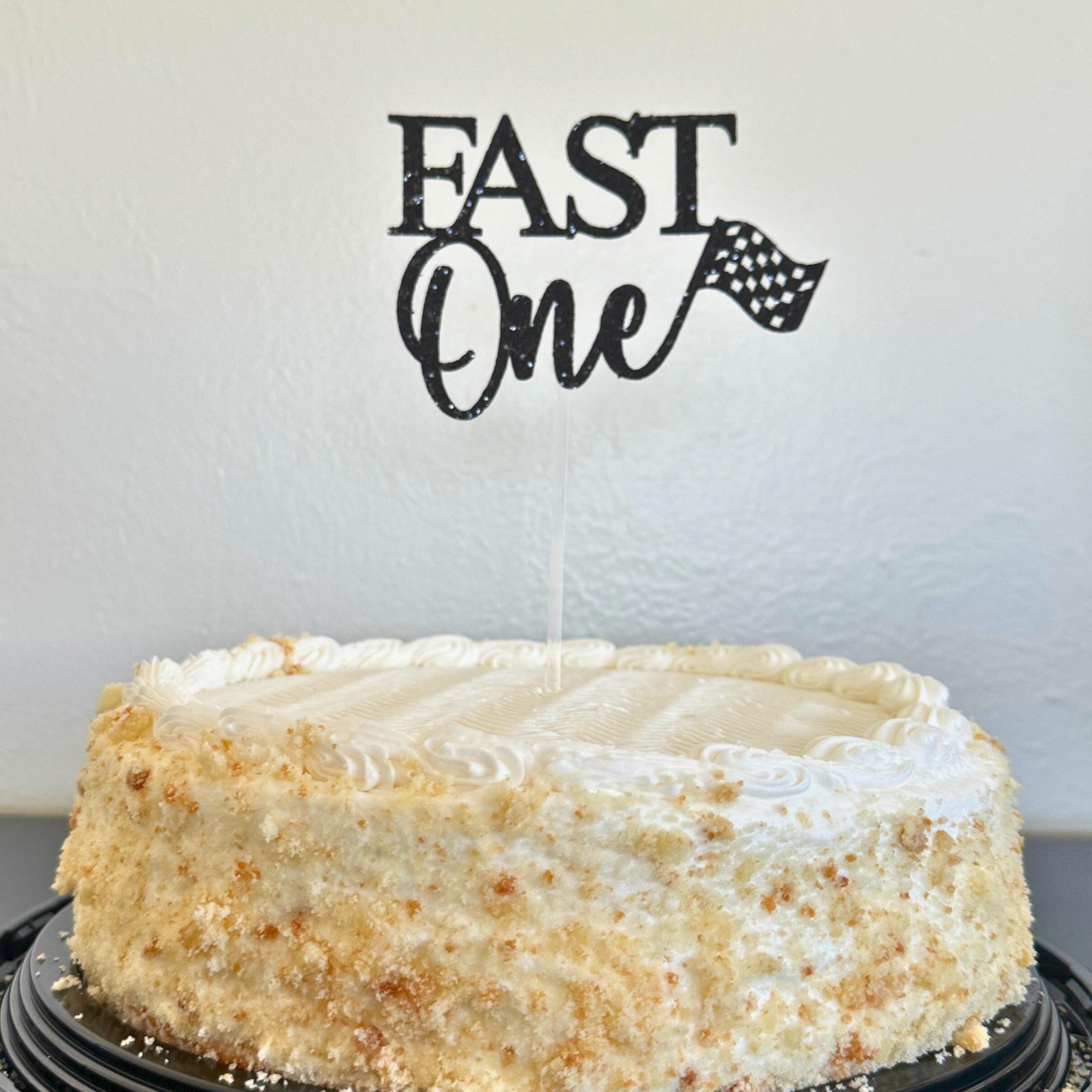 Fast One Birthday Checkered Flag Cake Topper, Race Car Theme Birthday ...
