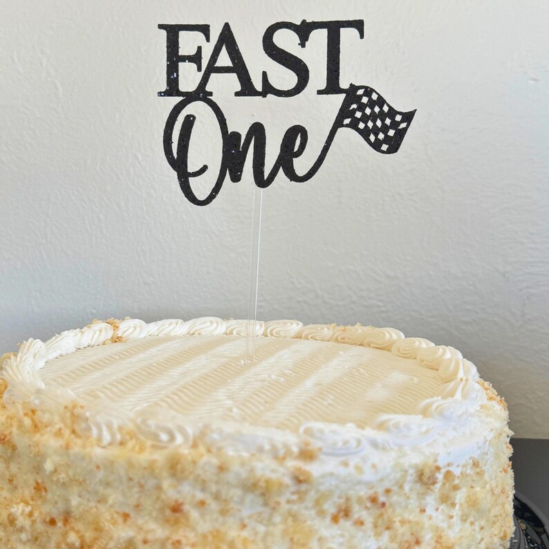 Fast One Birthday Checkered Flag Cake Topper, Race Car Theme Birthday ...