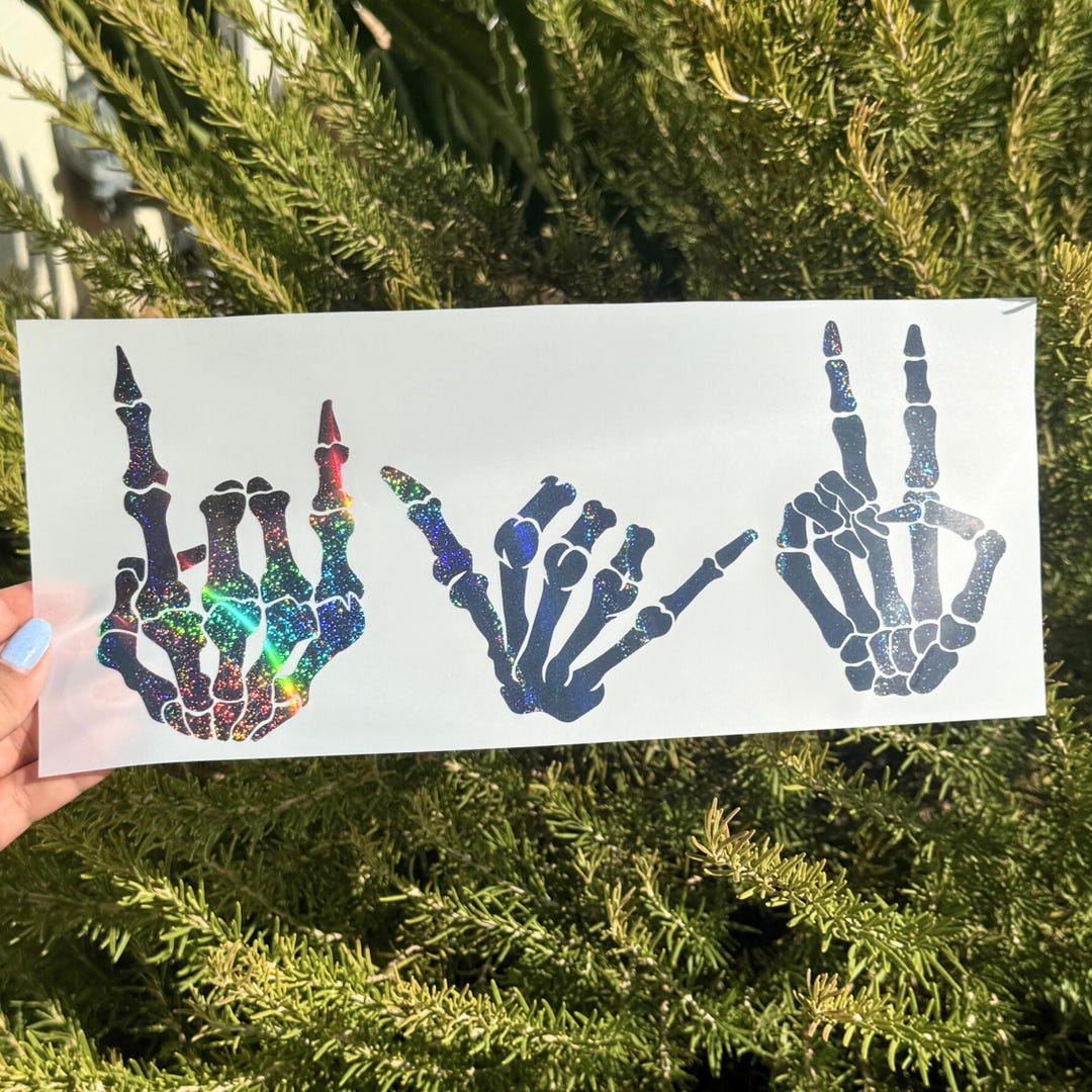 Rock on Skeleton Hand Vinyl Decal Sticker Sheet, Metal Rock Hand, Hand ...