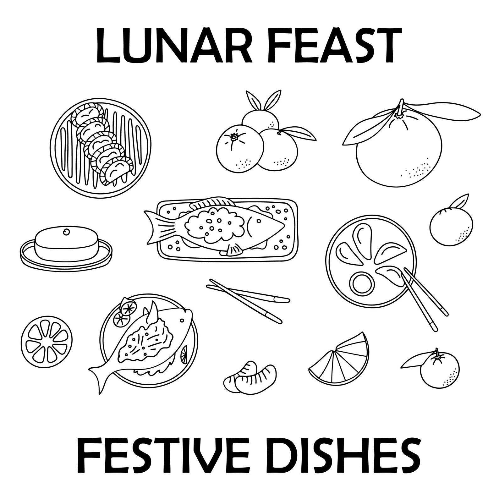Chinese New Year Line Art Icon Set Black and White Line Icon Set SVG ...
