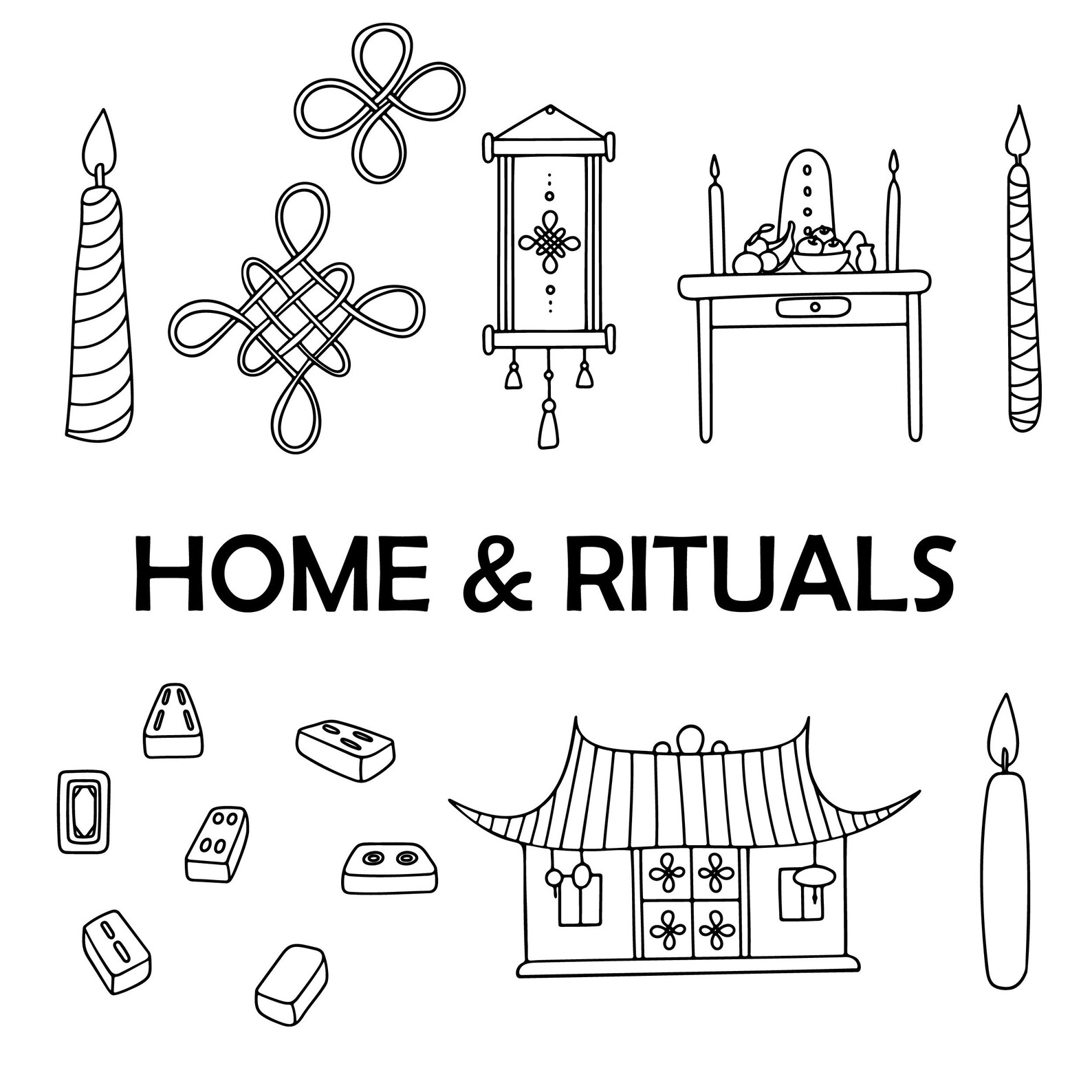 Chinese New Year Line Art Icon Set Black and White Line Icon Set SVG ...