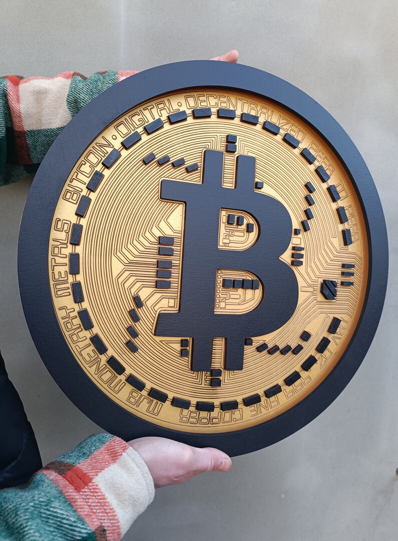 Bitcoin Modern Wooden Sign With Illumination, Gift for Crypto Trader ...