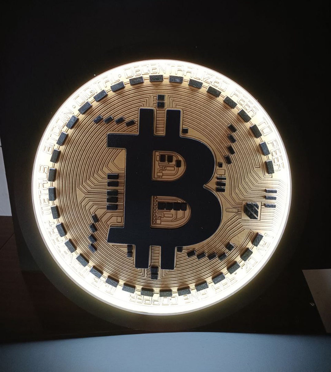 Bitcoin Modern Wooden Sign With Illumination, Gift for Crypto Trader ...