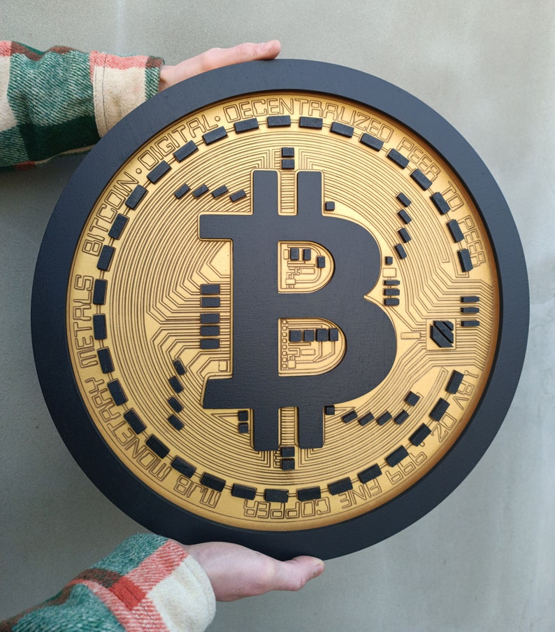 Bitcoin Modern Wooden Sign With Illumination, Gift for Crypto Trader ...