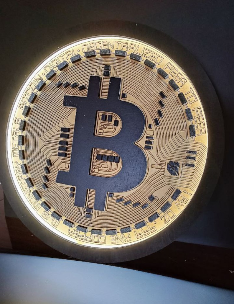 Bitcoin Modern Wooden Sign With Illumination, Gift for Crypto Trader ...