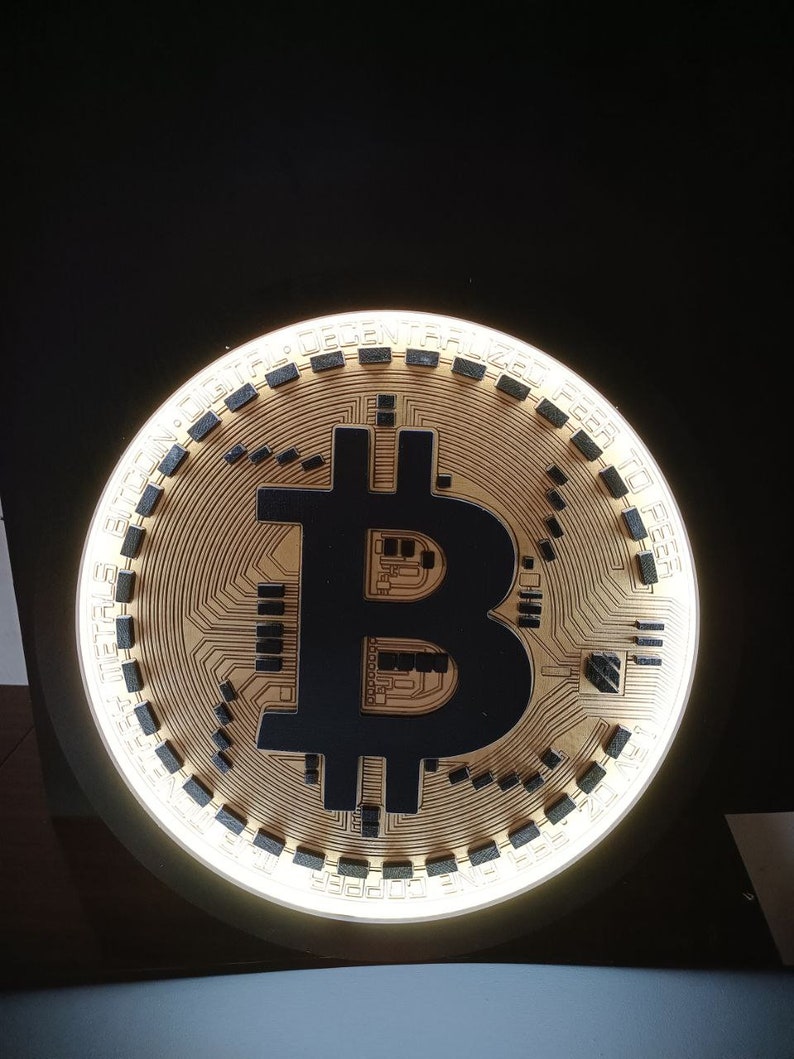Bitcoin Modern Wooden Sign With Illumination, Gift for Crypto Trader ...
