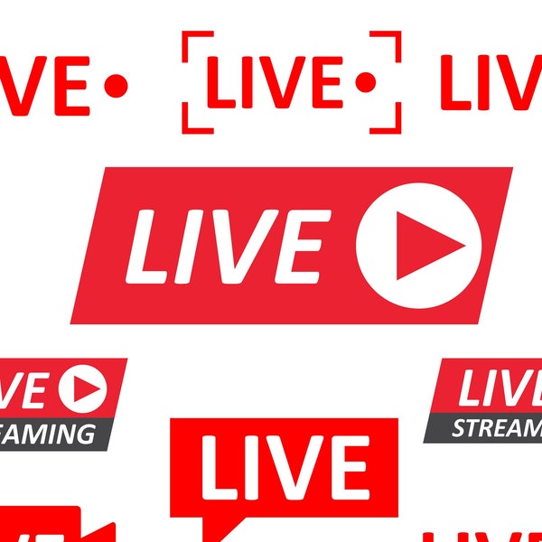 Live Stream Logo Set, 36 Items, Live Streaming Sign, Live Stream Icon, Live Streaming Symbol ...