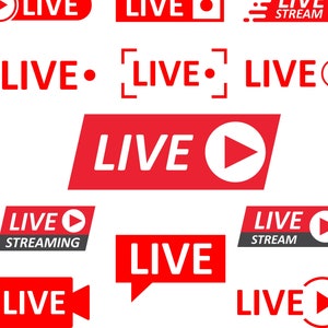 Live Stream Logo Set, 36 Items, Live Streaming Sign, Live Stream Icon ...