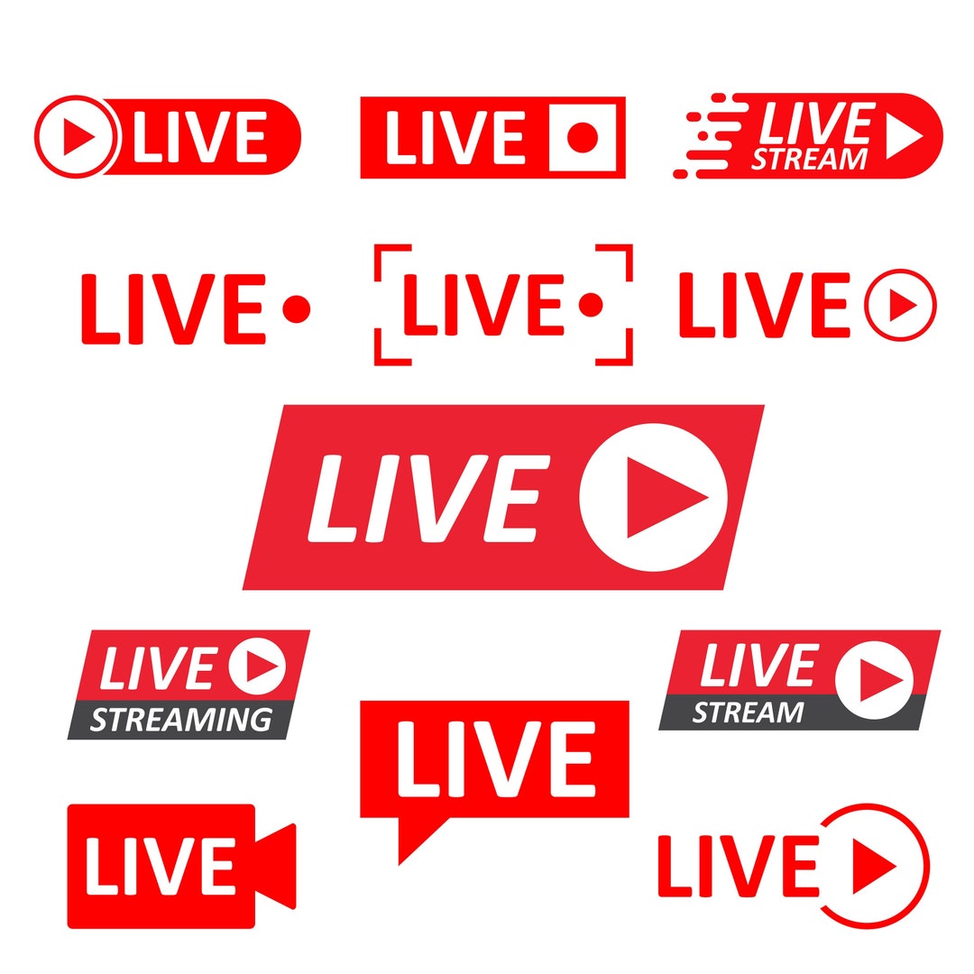 Live Stream Logo Set, 36 Items, Live Streaming Sign, Live Stream Icon ...