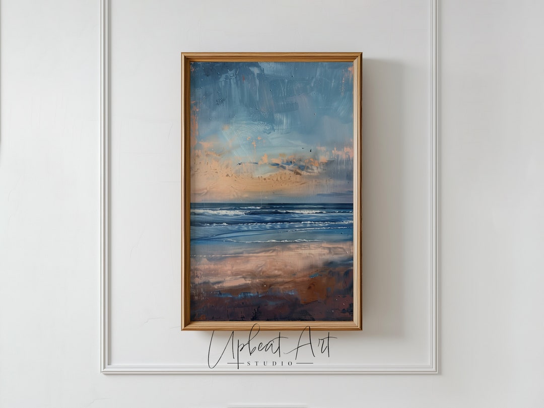 PRINTABLE Beach Oil Painting Sand Sea Wall Art Beach Oil Painting ...