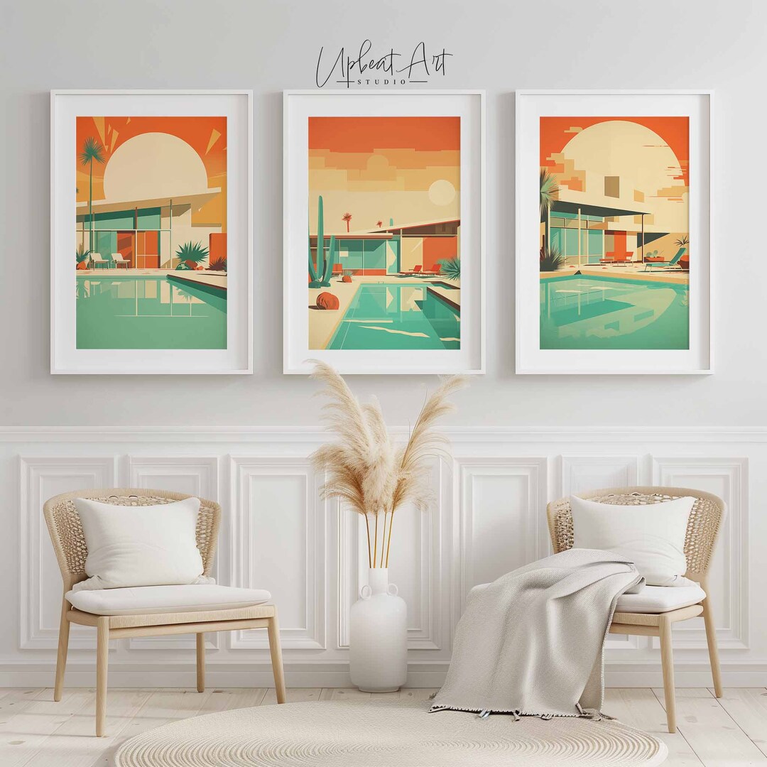 Set of 3 California Prints, Mid-century Poster Art, Minimalist Modern ...