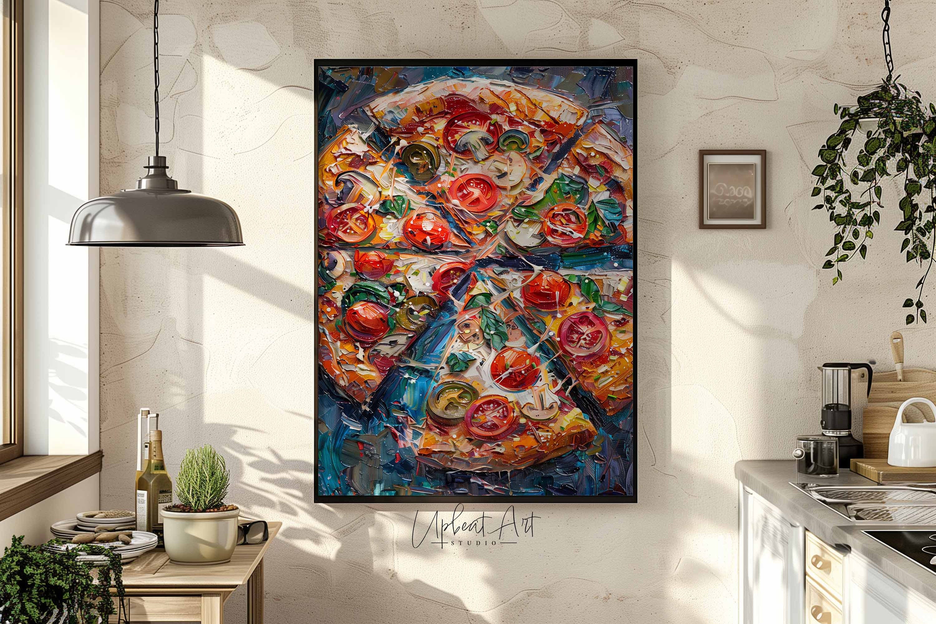 Abstract Pizza Oil Painting Pizza Wall Art Restaurant Decor Italian ...