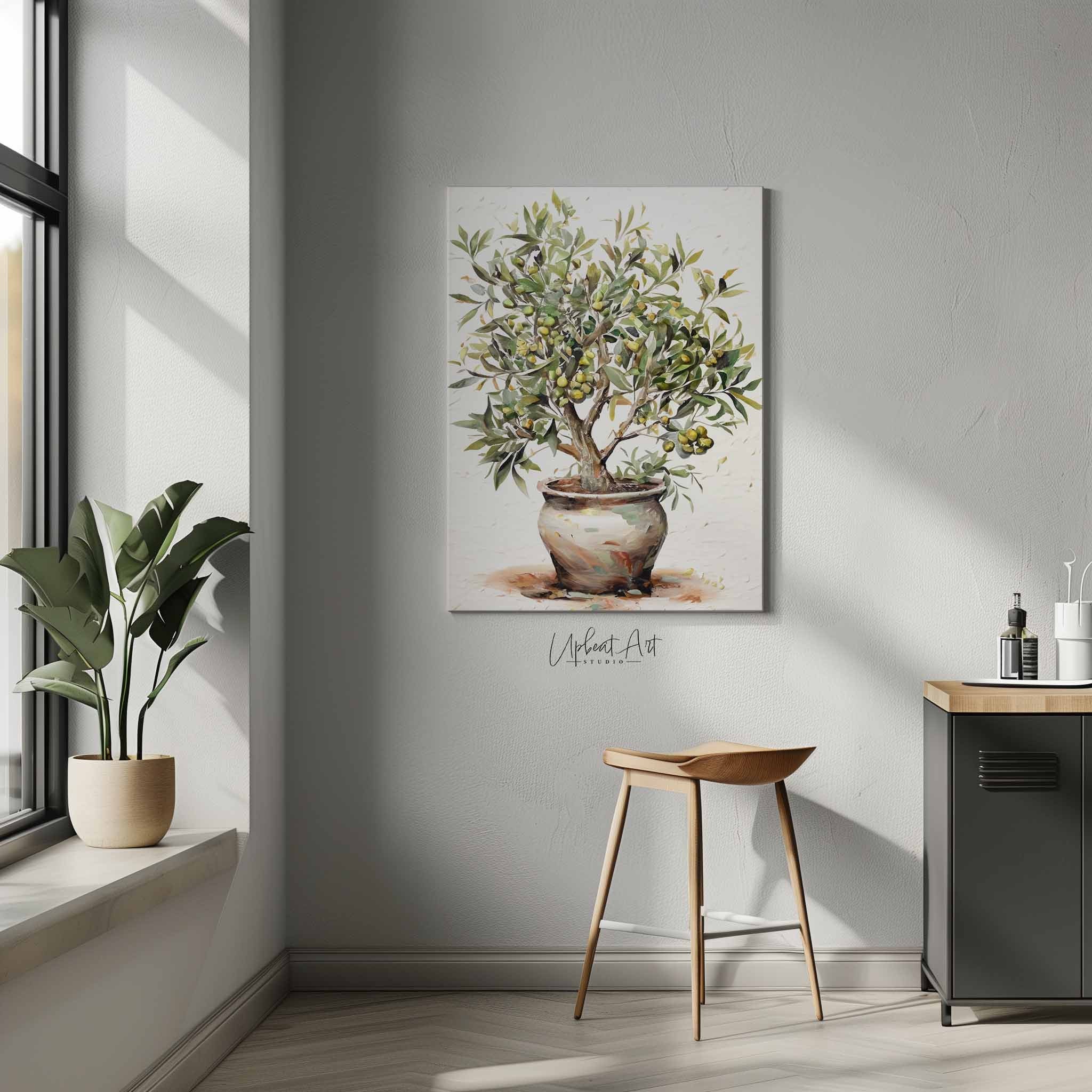 Olive Tree Painting Print on Matte Canvas 0.75, Sill Life Wall Art ...