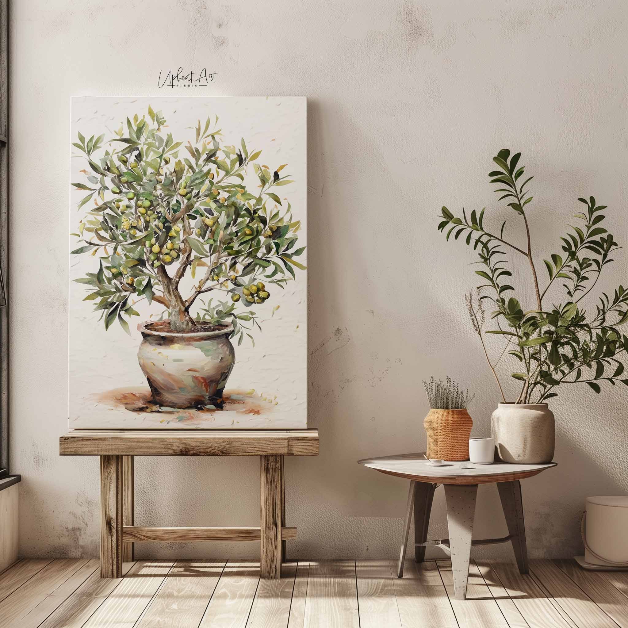 Olive Tree Painting Print on Matte Canvas 0.75, Sill Life Wall Art ...