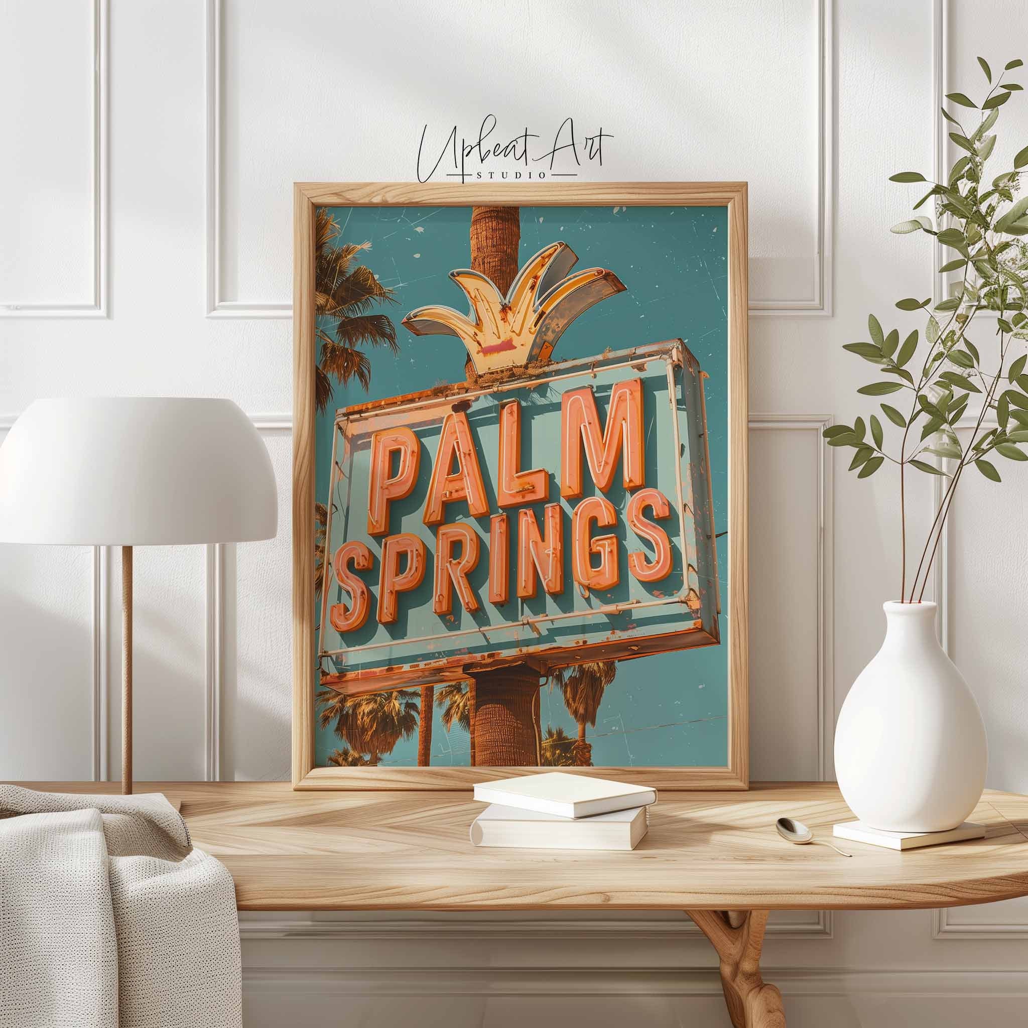Palm Springs Sign Poster, Palm Tree 70s Print, Minimalist Modern Decor ...