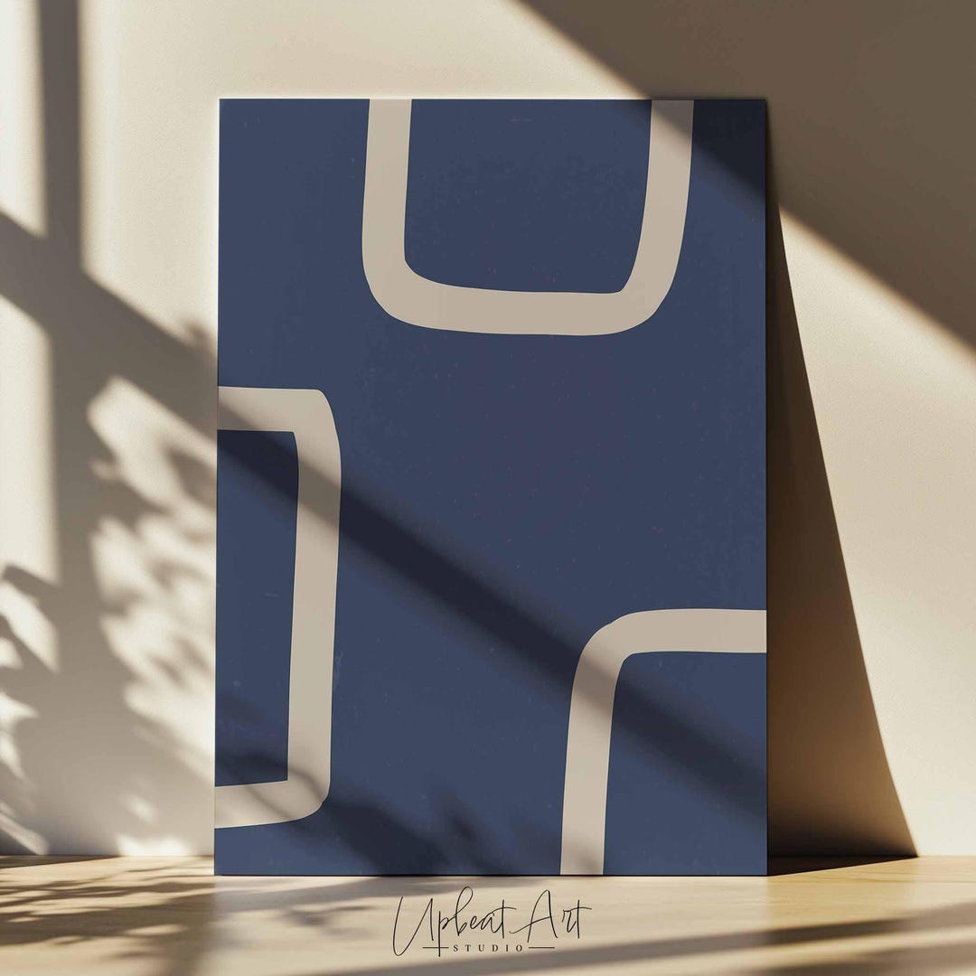 Navy Blue Poster, Abstract Line Art, Minimalist Lines Art, Downloadable ...