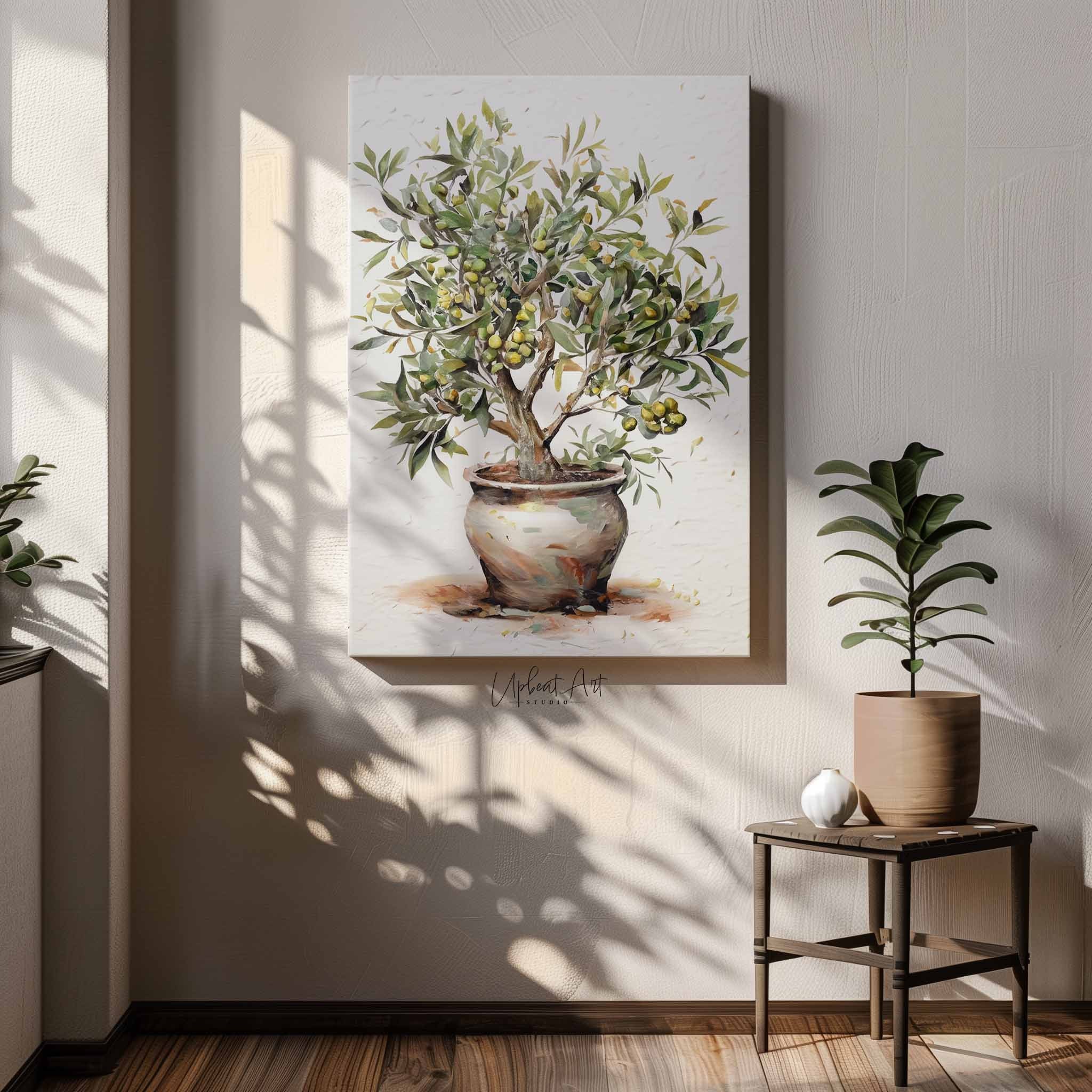 Olive Tree Painting Print on Matte Canvas 0.75, Sill Life Wall Art ...