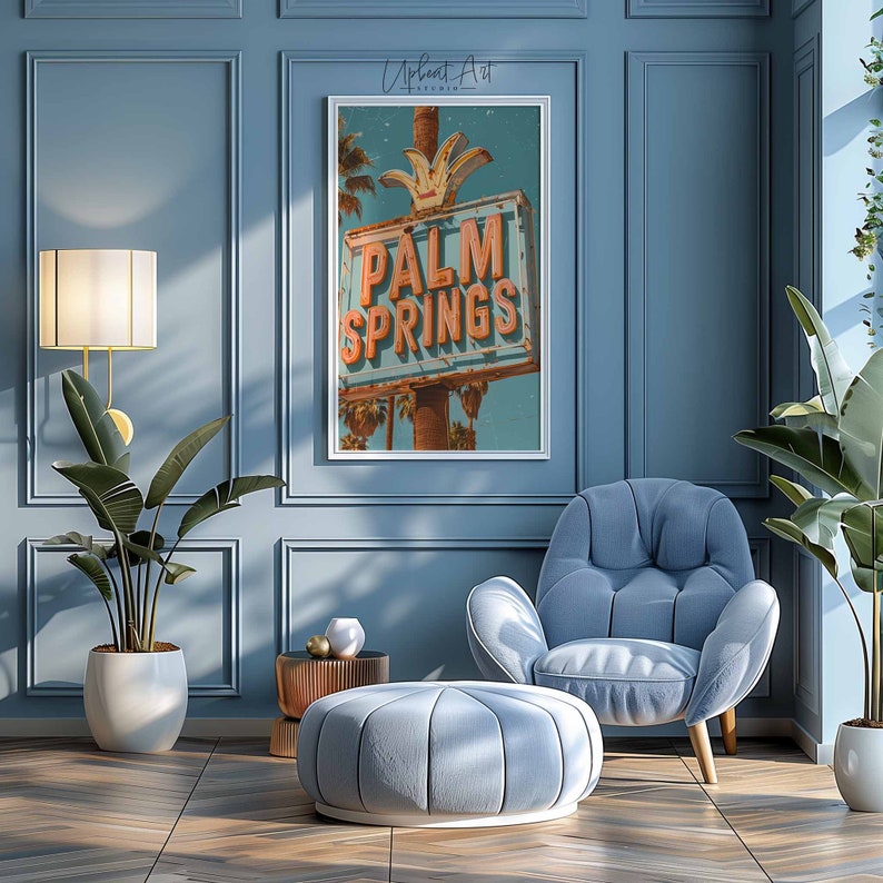 Palm Springs Sign Poster, Palm Tree 70s Print, Minimalist Modern Decor ...