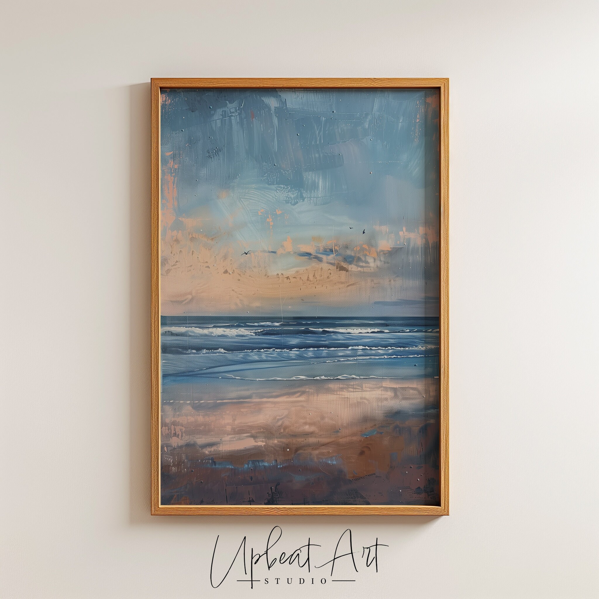 PRINTABLE Beach Oil Painting Sand Sea Wall Art Beach Oil Painting ...