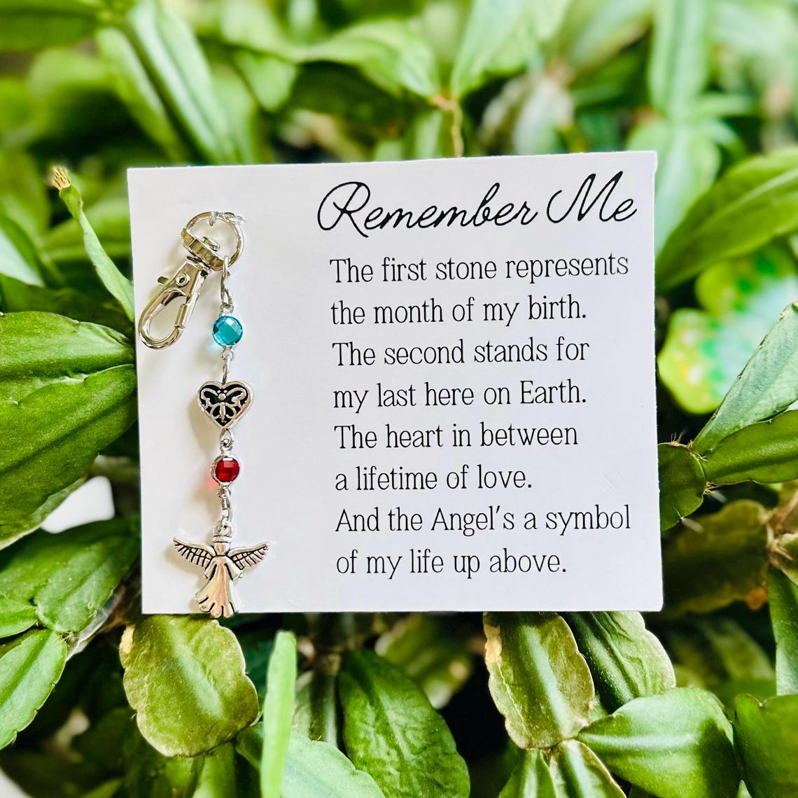 Memorial Chain: Crystal Stone Remembrance Gift With Angel Charm - Etsy