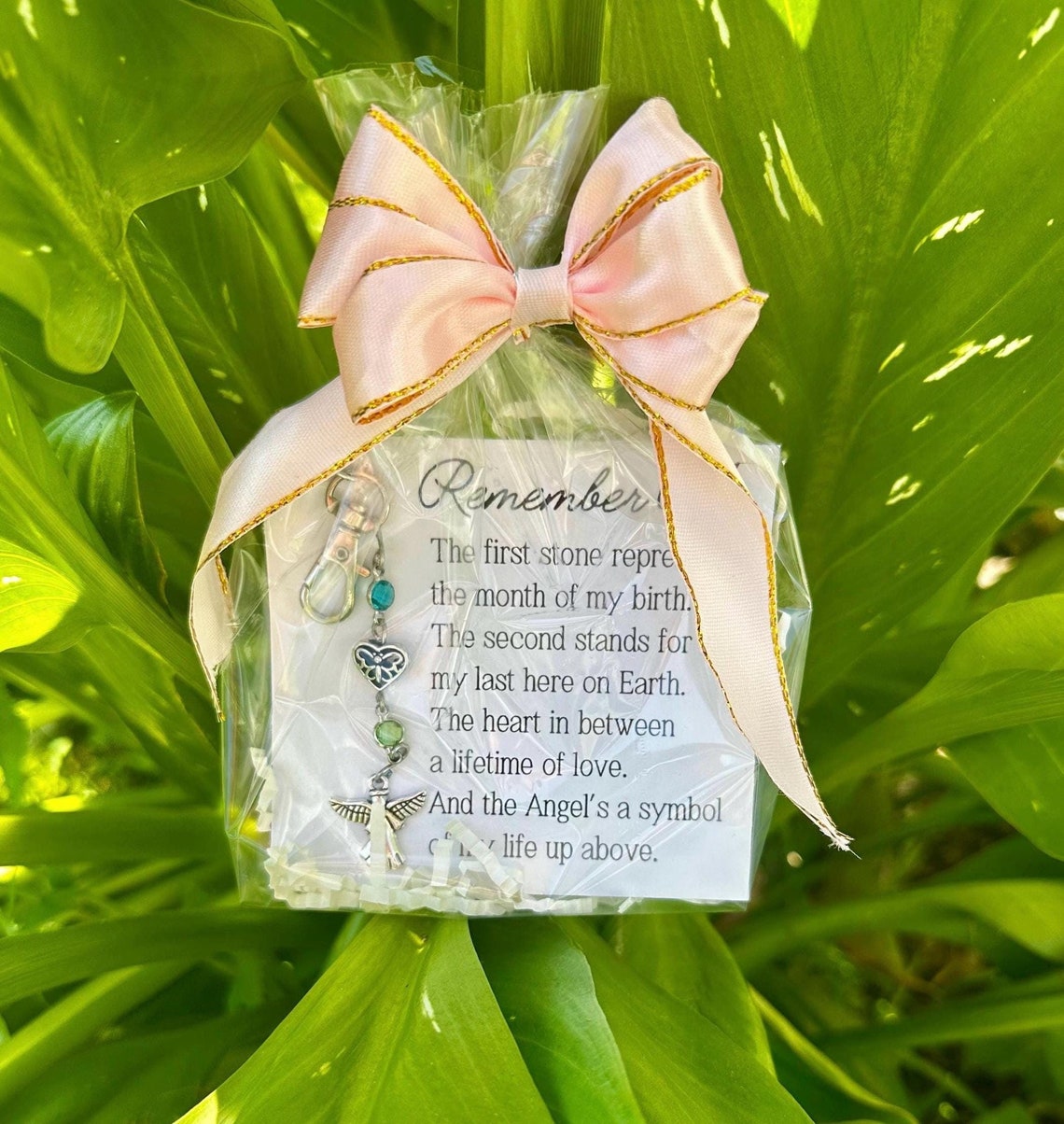 Memorial Chain: Crystal Stone Remembrance Gift With Angel Charm - Etsy