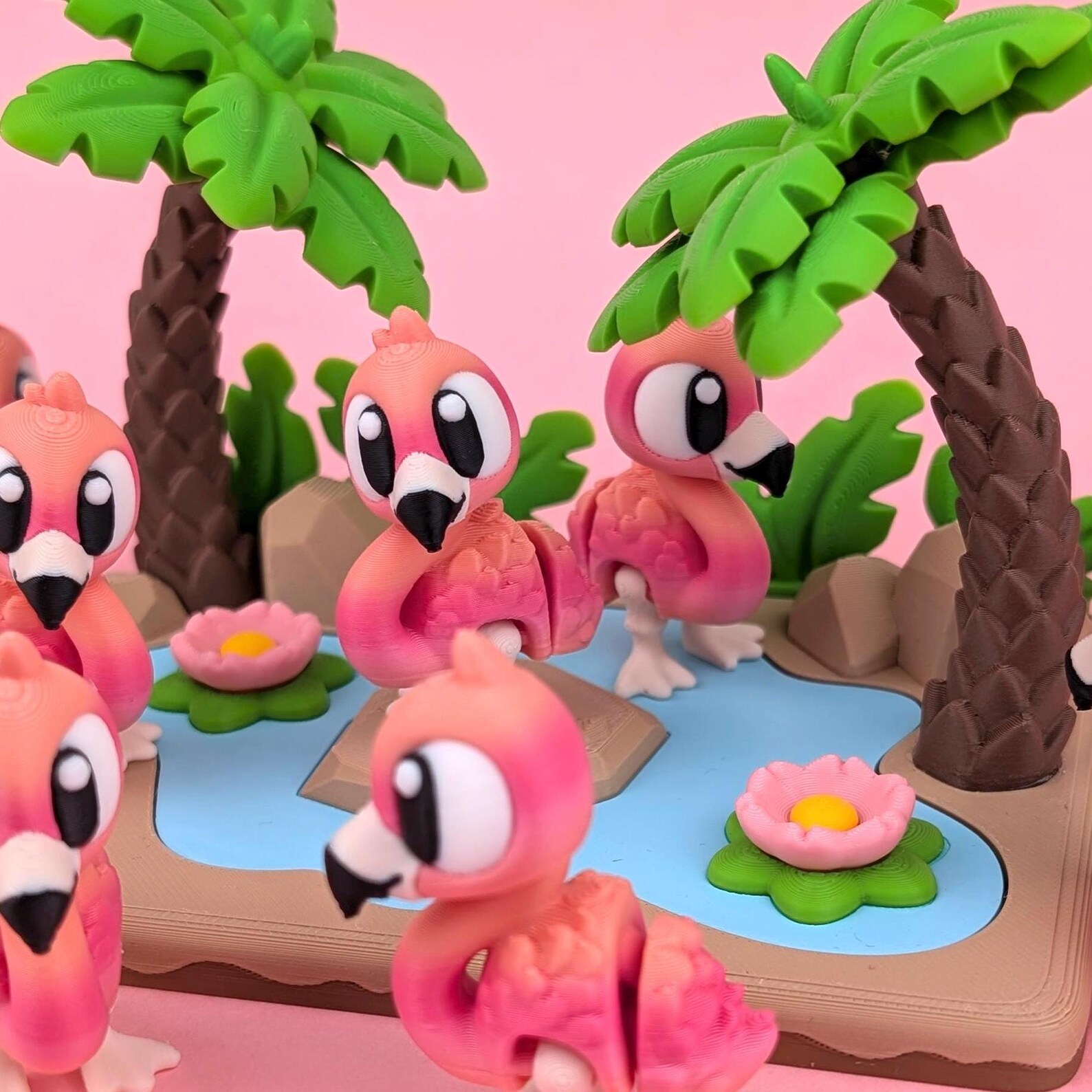 Flexi Flamingo Fidget Toy | Tropical Playset | 3D Printed Articulated ...