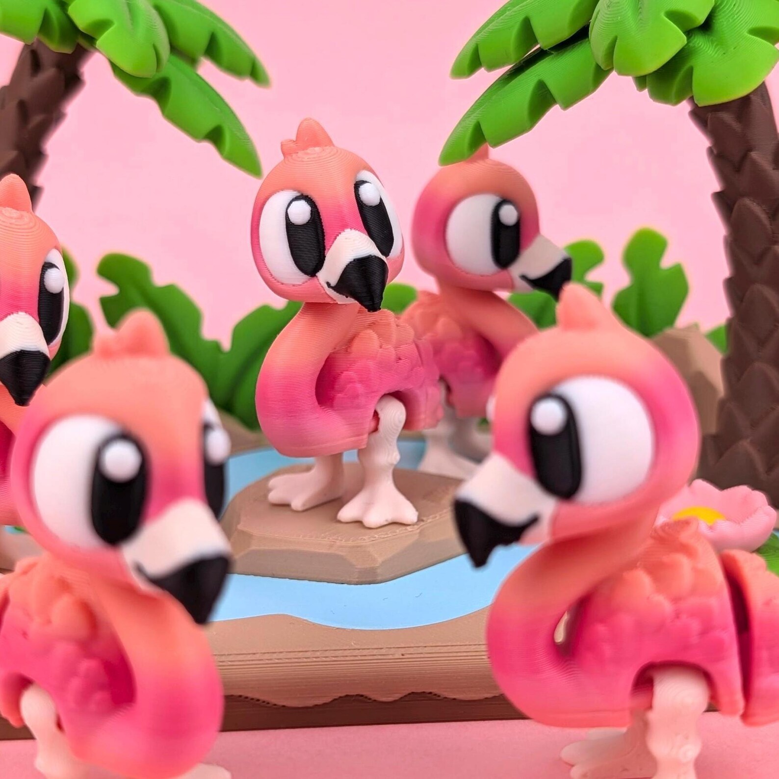 Flexi Flamingo Fidget Toy | Tropical Playset | 3D Printed Articulated ...
