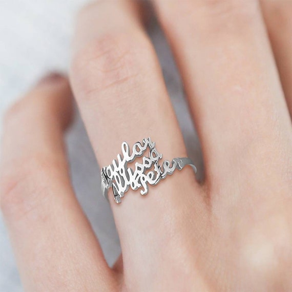Custom Name Ring Silver Personalized Ring in Silver Three Names Ring Gold and Rose Gold Personalized Gift for Mom Best Friend s Gift 925S Etsy