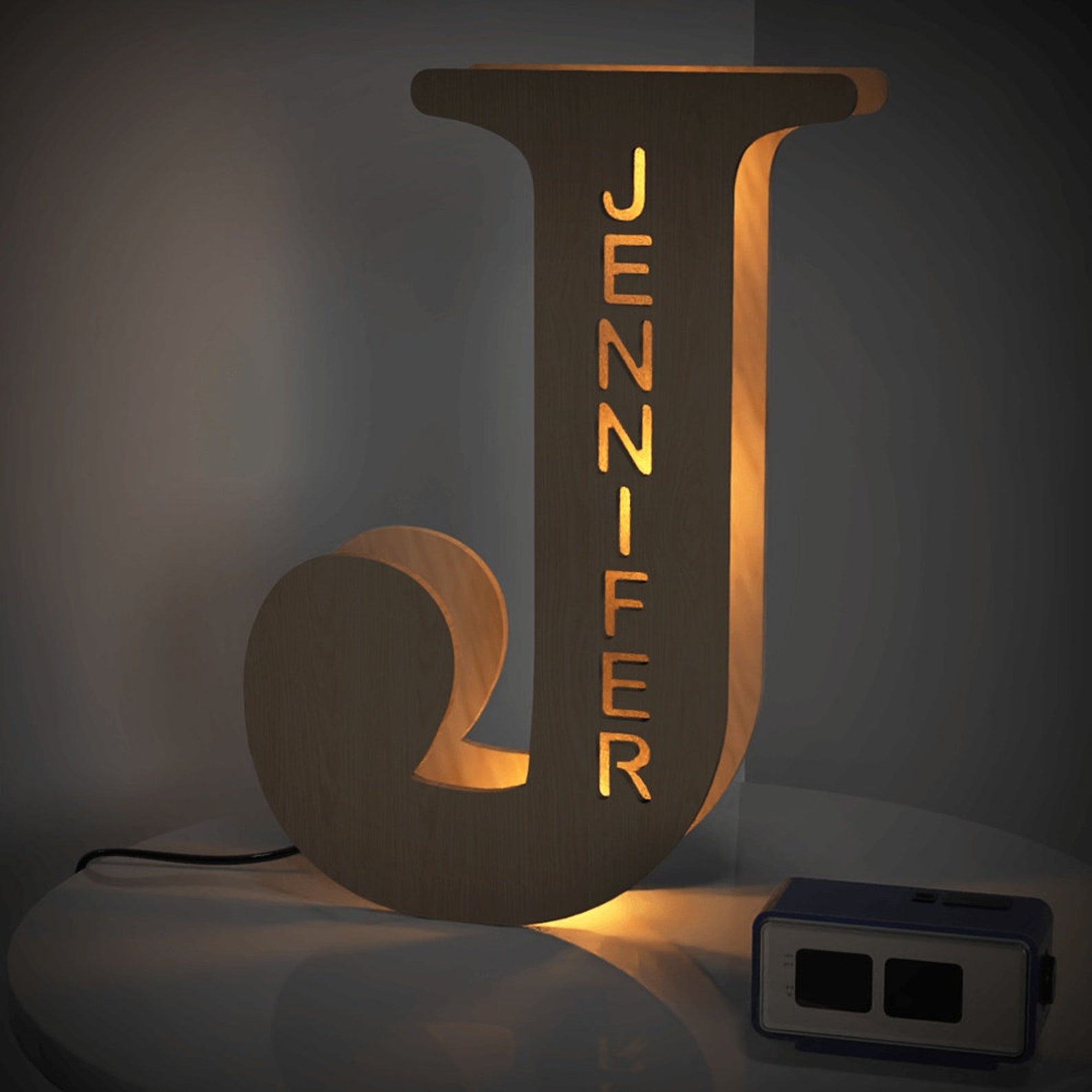 Personalized Wooden Letter Night Light Custom LED Name Light 28cm ...