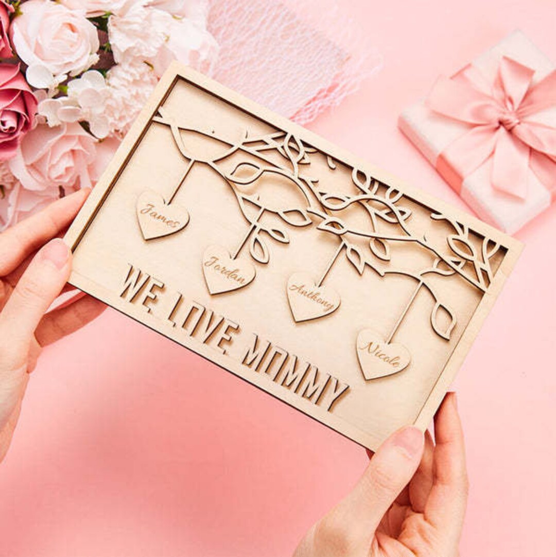 Custom Family Tree Hanging Heart 3D Wall Hanging Decoration or Gift ...