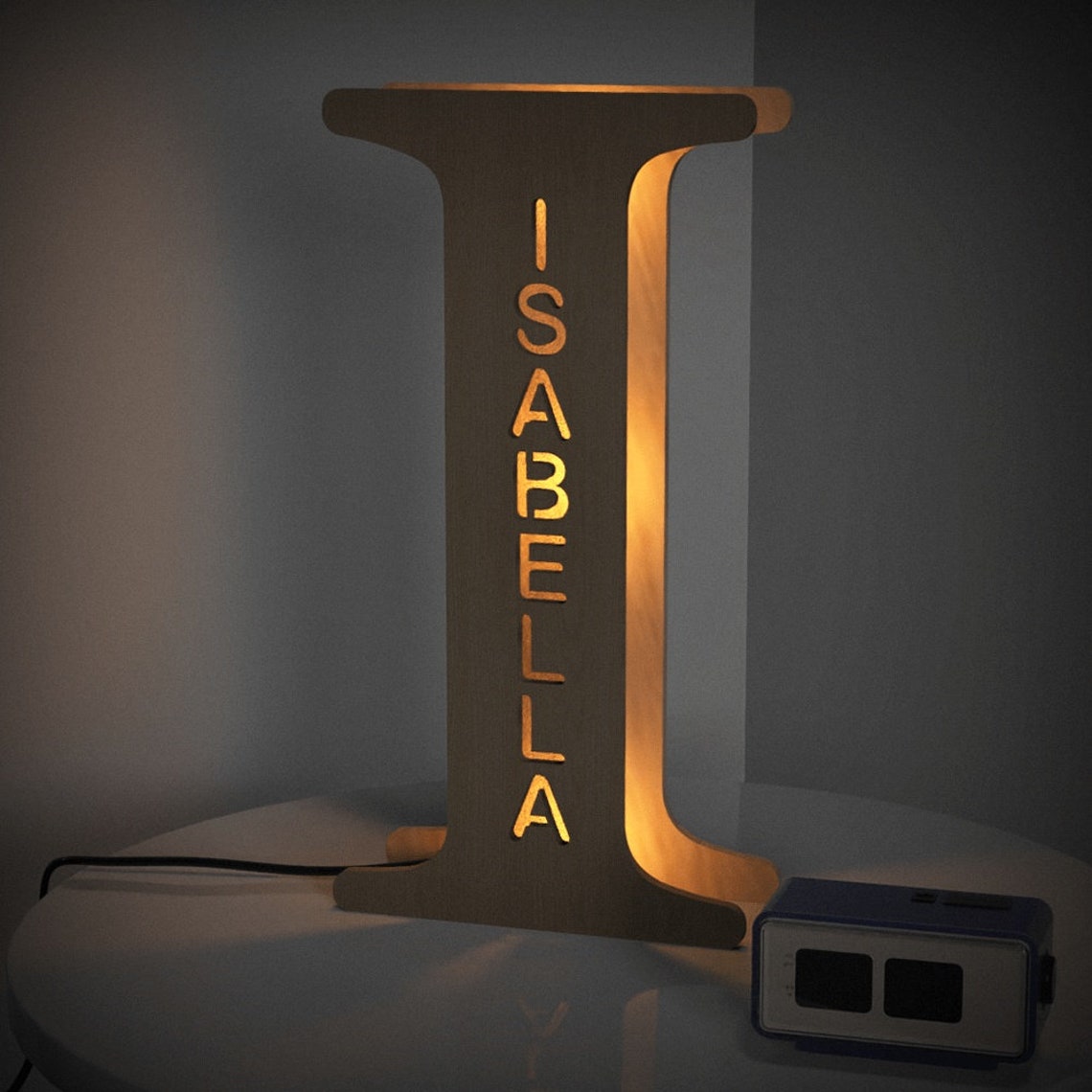 Personalized Wooden Letter Night Light Custom LED Name Light 28cm ...