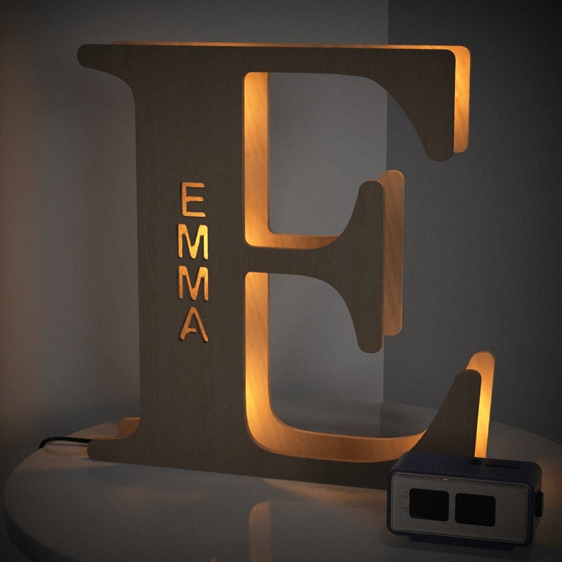 Personalized Wooden Letter Night Light Custom LED Name Light 28cm ...