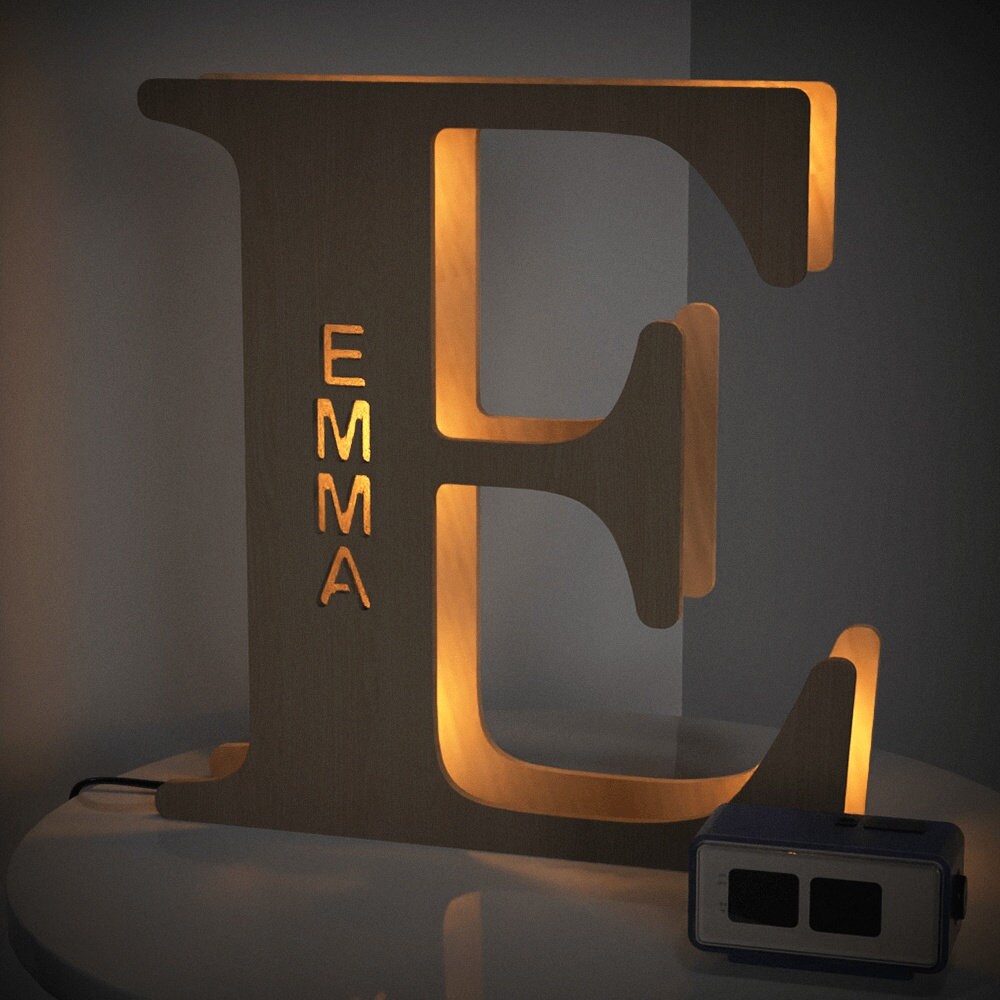 Personalized Wooden Letter Night Light Custom LED Name Light 28cm ...
