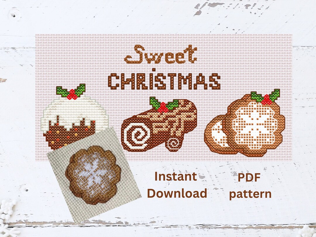 Gingerbread Cookie Cross Stitch Pattern: Christmas Dessert (PDF Pattern ...