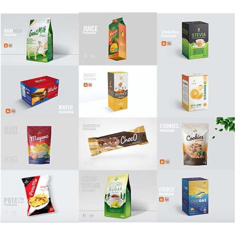 Food Packaging Design Template Food Wrapper Graphic Vector Mockup (ai ...