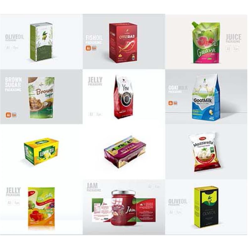 Food Packaging Design Template Food Wrapper Graphic Vector Mockup (ai ...