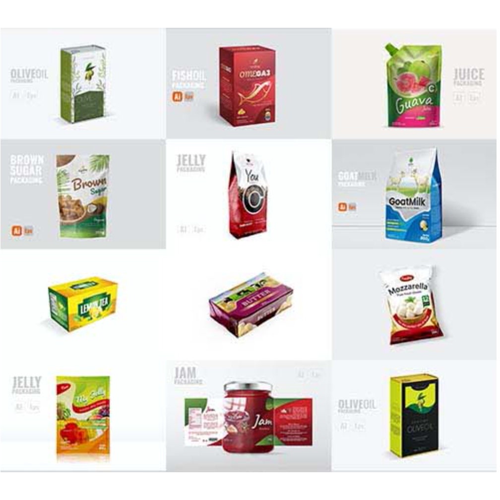 Food Packaging Design Template Food Wrapper Graphic Vector Mockup (ai ...