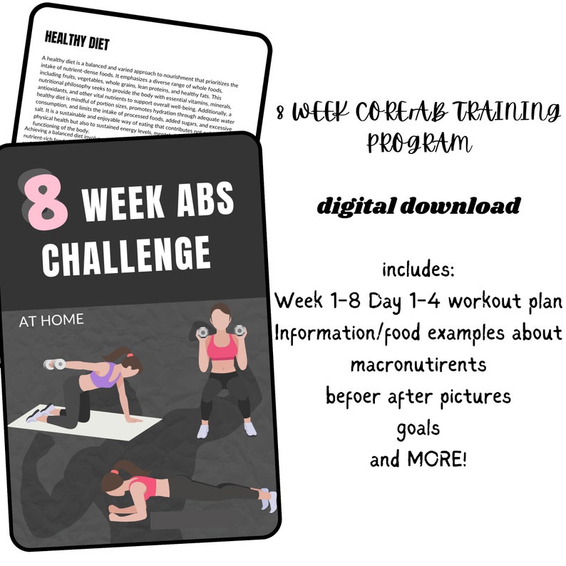 8 Week Ab Sculpt Workout Program 30 Pages + Fillable PDF | Easy to ...