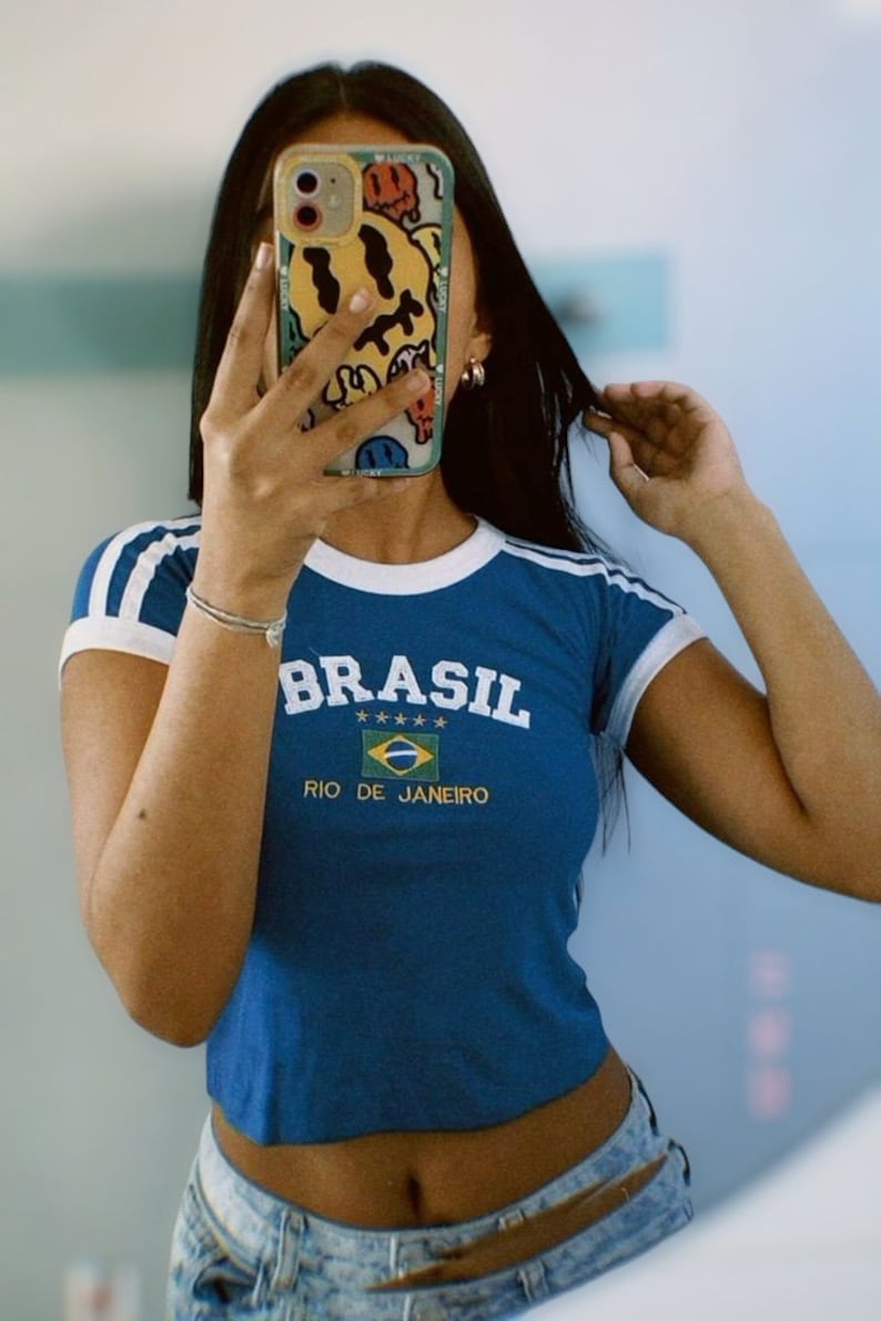 Y2K Brazil Top, Crop Top, Brasil Baby Tee, 2000s Aesthetic - Etsy