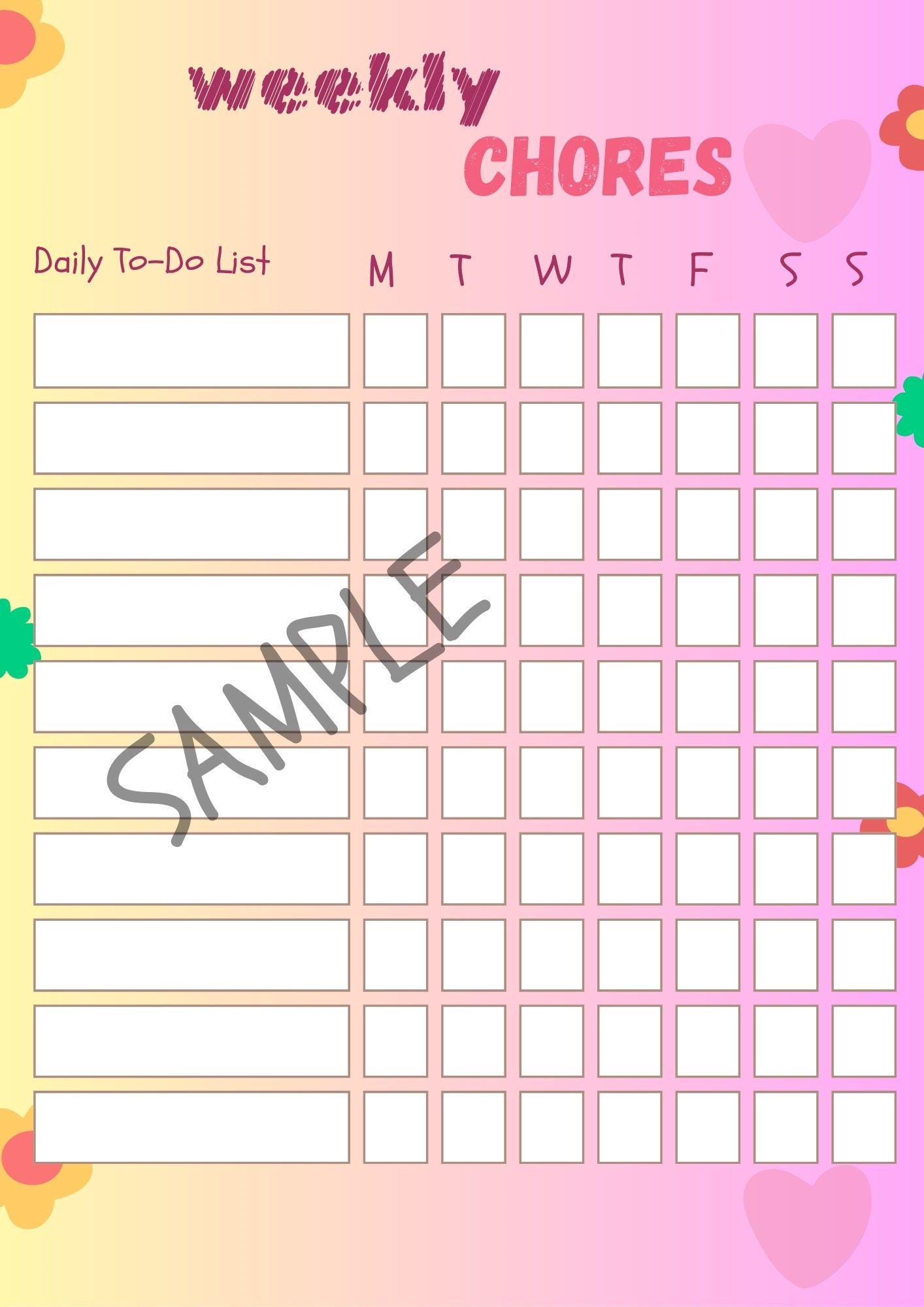 Kids Weekly Chore Chart Printable | Little Helper Chart | Fun ...